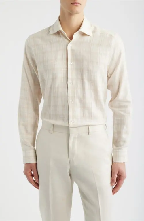 JACK VICTOR Edgemont Plaid Cotton & Linen Button-up Shirt