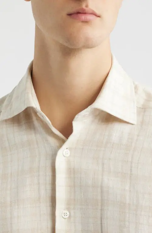 JACK VICTOR Edgemont Plaid Cotton & Linen Button-up Shirt