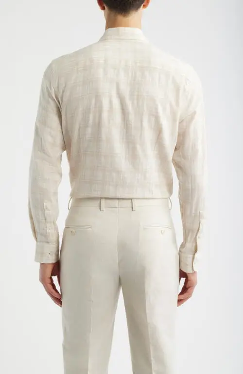 JACK VICTOR Edgemont Plaid Cotton & Linen Button-up Shirt