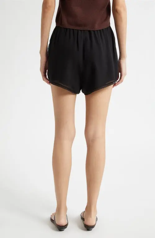 Posse Priscilla Lace Trim Silk Shorts - Black