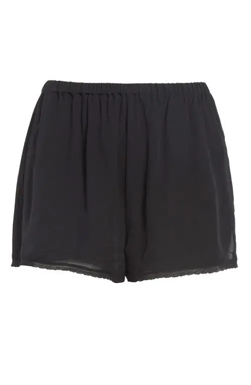Posse Priscilla Lace Trim Silk Shorts - Black