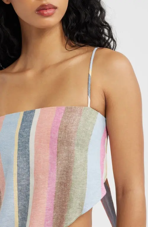 WAYF Rio Stripe Linen Blend Handkerchief Top