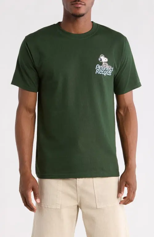THE FORECAST AGENCY Peanuts® Records Cotton Graphic T-shirt