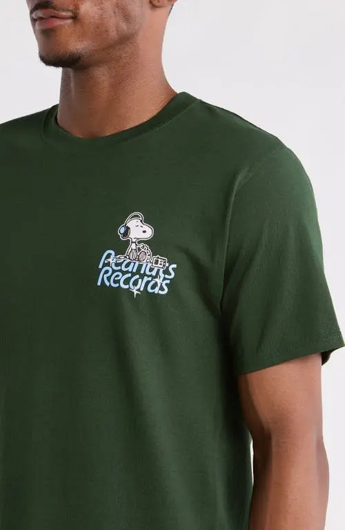 THE FORECAST AGENCY Peanuts® Records Cotton Graphic T-shirt