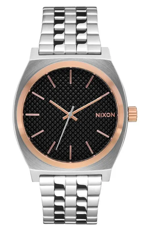 Nixon Time Teller Stainless Steel Bracelet Watch - Silver/rose Gold/black
