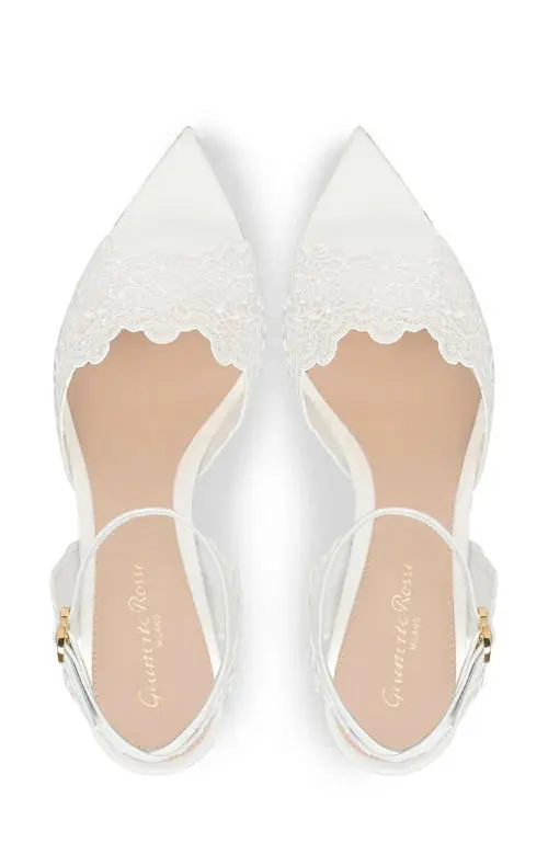 GIANVITO ROSSI Yvonne Lace Stiletto Sandal - White Textile