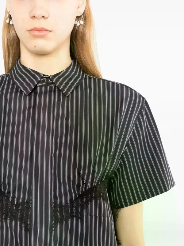 Sacai Poplin Dress With Lace Trim