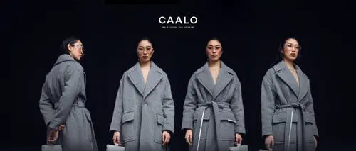 Caalo Sustainable Wool Down Coat With Belted Waist And Built-in Scarf