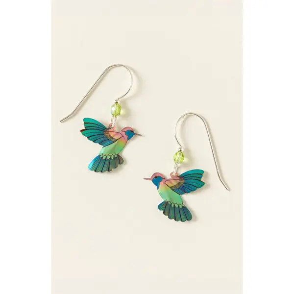 UNCOMMON GOODS Iridescent Hummingbird Niobium Earrings - Multi