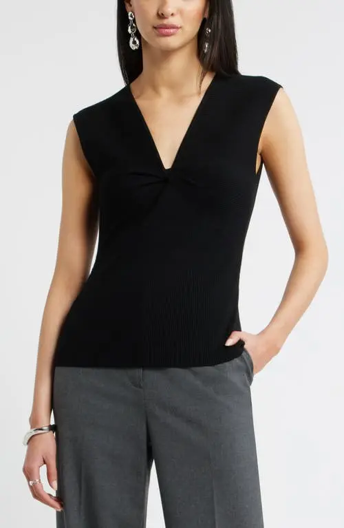 Nordstrom Sleeveless Twist Front V-neck Sweater - Black
