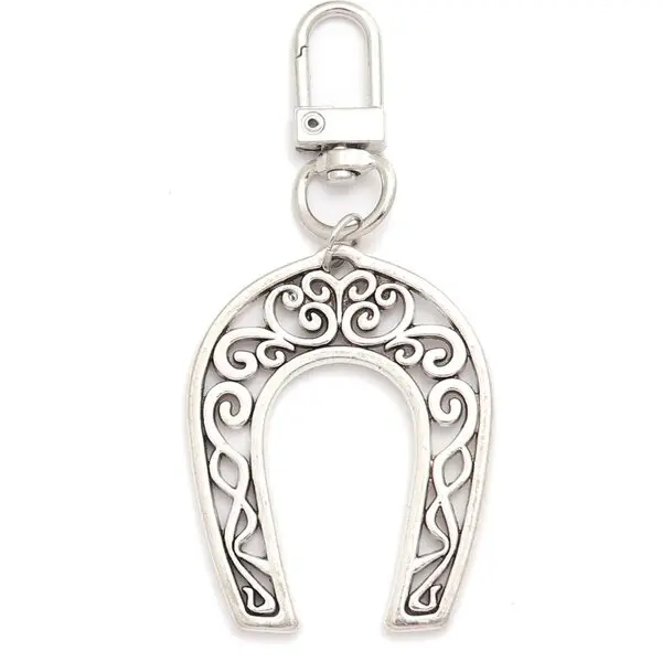 PETIT MOMENTS Horseshoe Charm Keychain - Silver