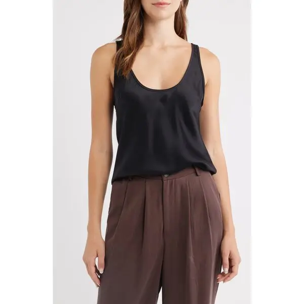 REFORMATION Sleeveless Silk Top - Black