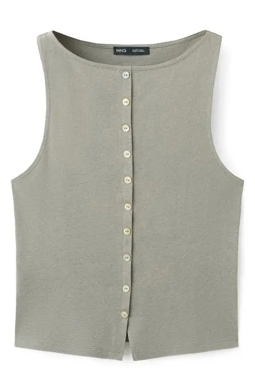 Mango Sleeveless Button-front Tank Top