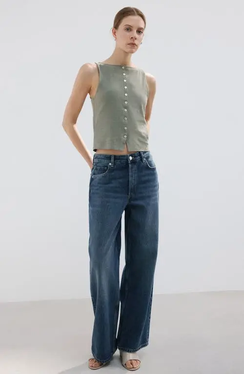 Mango Sleeveless Button-front Tank Top