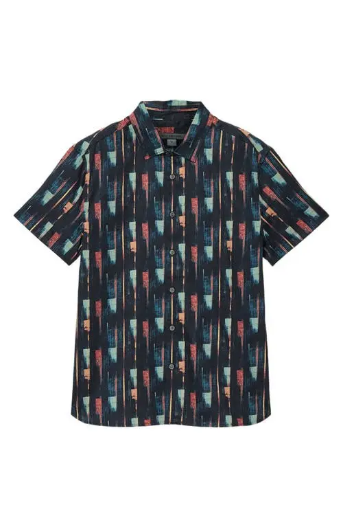 John Varvatos Sean Stripe Cotton Short Sleeve Button-up Shirt - Navy