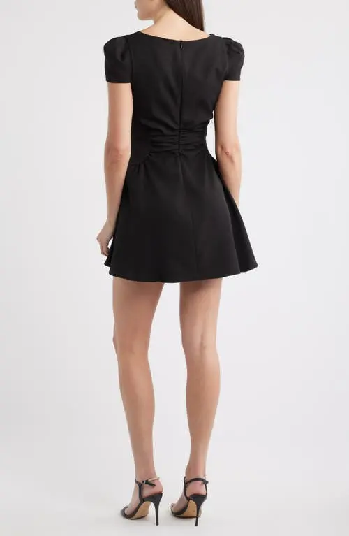 NIKKI LUND Tilly Ruched Puff Sleeve Flare Dress - Black