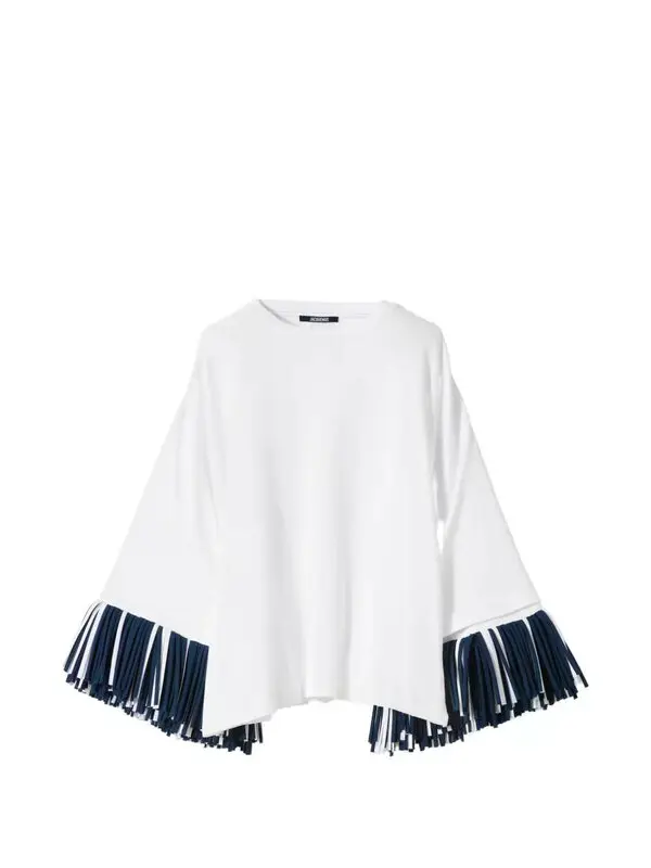 Jacquemus Cabana T-shirt With Fringe Detailing - White