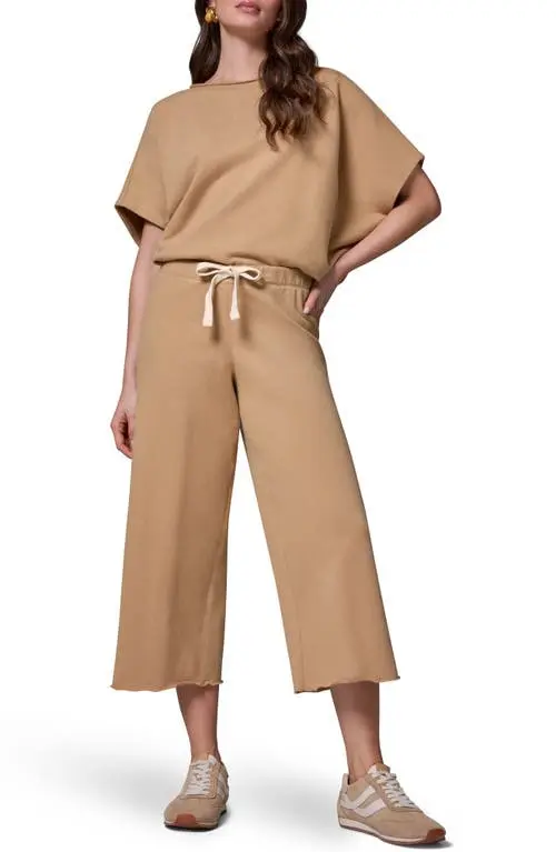 Donna Karan New York Cropped Cotton Terry Drawstring Pants - Fawn