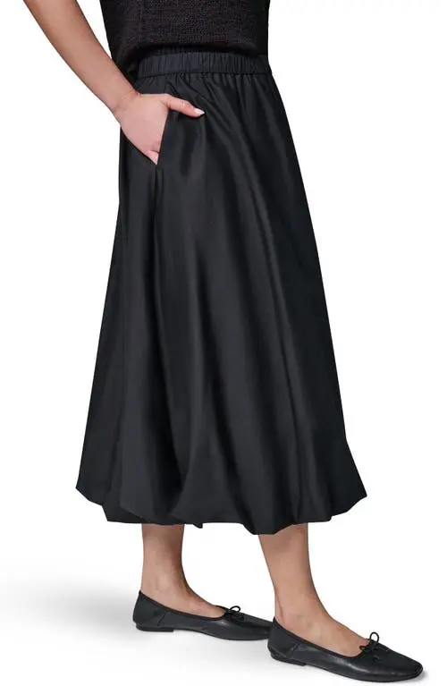 Donna Karan New York Stretch Poplin Bubble Midi Skirt - Black