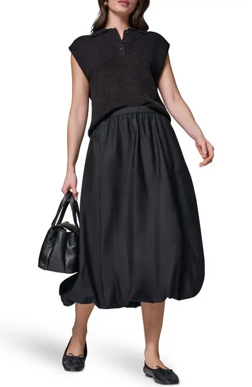 Donna Karan New York Stretch Poplin Bubble Midi Skirt - Black