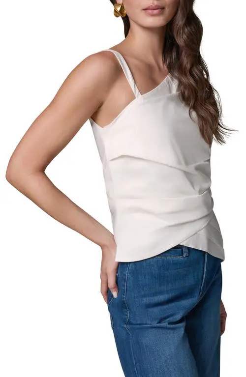 Donna Karan New York Asymmetrical Draped Stretch Poplin Tank - Cream