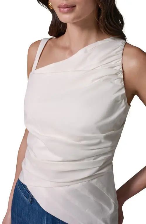 Donna Karan New York Asymmetrical Draped Stretch Poplin Tank - Cream