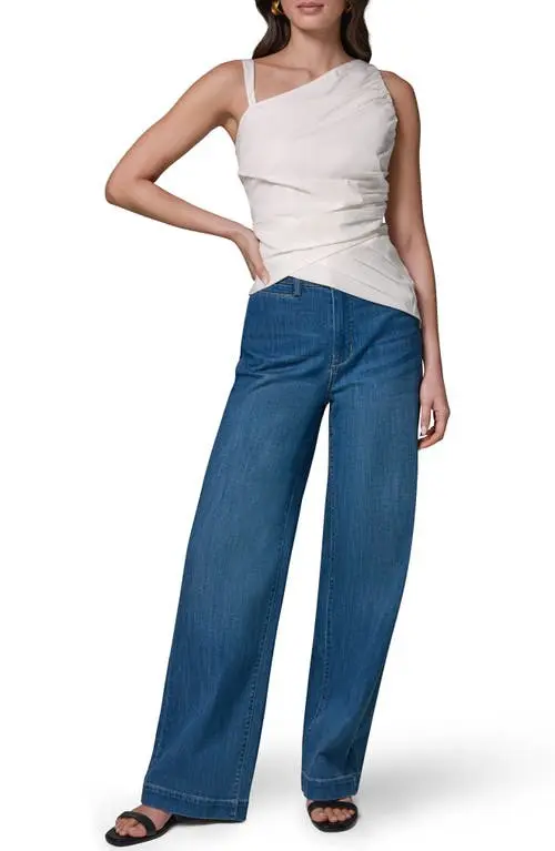 Donna Karan New York Asymmetrical Draped Stretch Poplin Tank - Cream