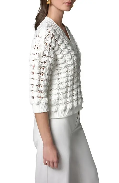 Donna Karan New York Relaxed Fit V-neck Sweater - Cream