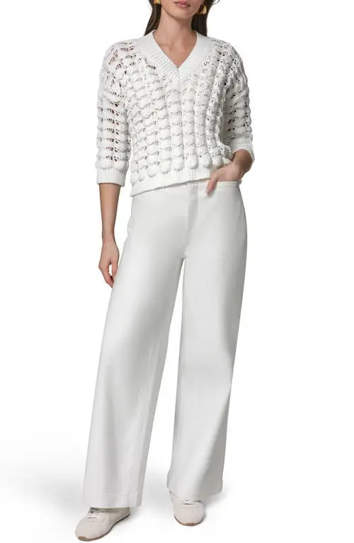 Donna Karan New York Relaxed Fit V-neck Sweater - Cream