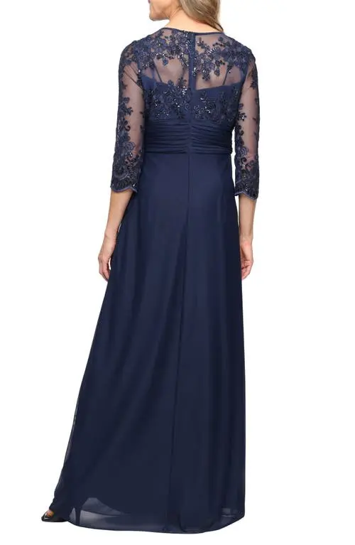 Alex Evenings Sequin Embroidered Chiffon Gown