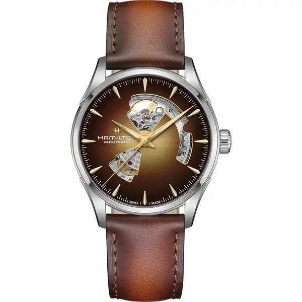 Hamilton Jazzmaster Open Heart Automatic Stainless Steel Leather Strap Watch - Brown