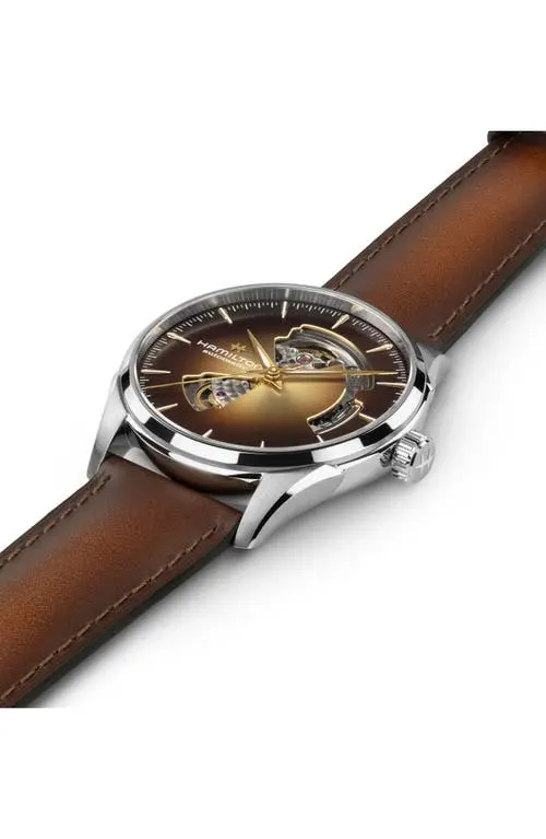 Hamilton Jazzmaster Open Heart Automatic Watch With Leather Strap - Brown