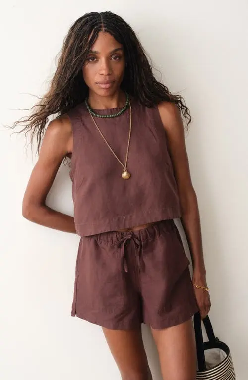 Marine Layer Sleeveless Linen Blend Crop Top