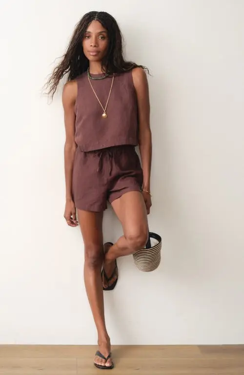 Marine Layer Sleeveless Linen Blend Crop Top