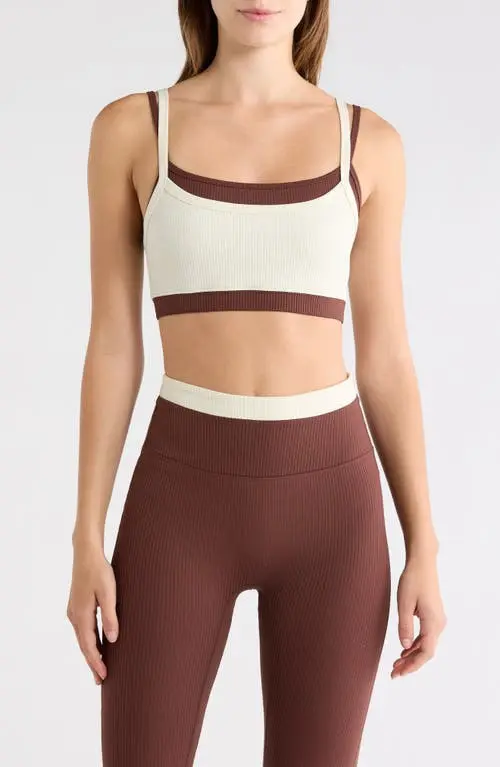Year Of Ours Layered Rib Sports Bra - Shell/chocolate