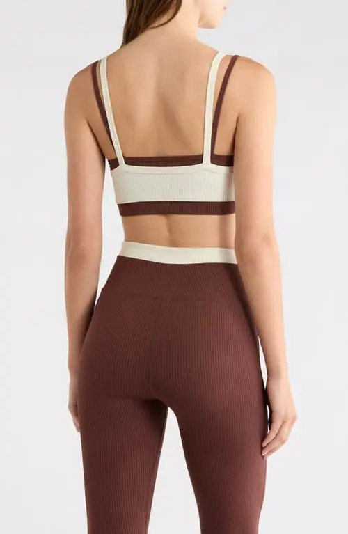 Year Of Ours Layered Rib Sports Bra - Shell/chocolate