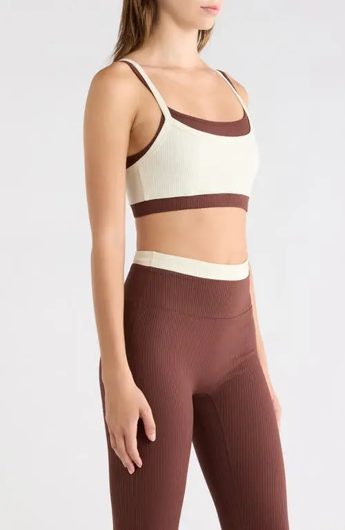 Year Of Ours Layered Rib Sports Bra - Shell/chocolate