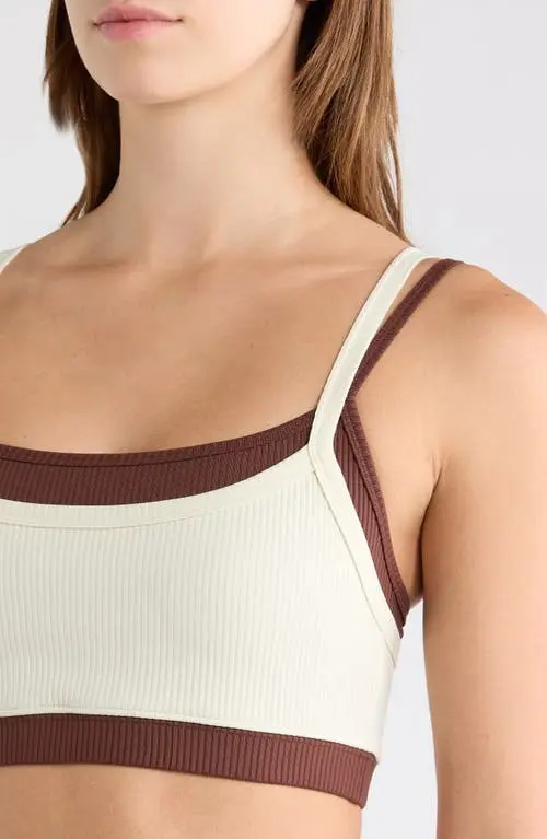 Year Of Ours Layered Rib Sports Bra - Shell/chocolate