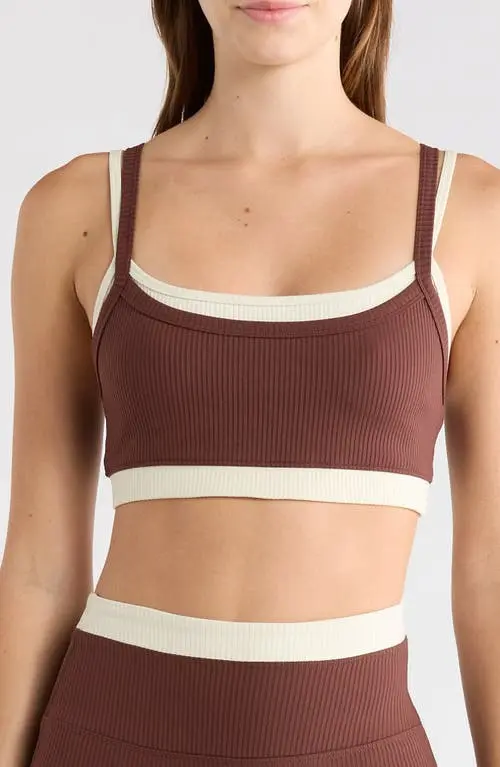 Year Of Ours Layered Rib Sports Bra - Chocolate/shell