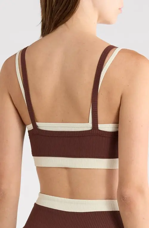 Year Of Ours Layered Rib Sports Bra - Chocolate/shell