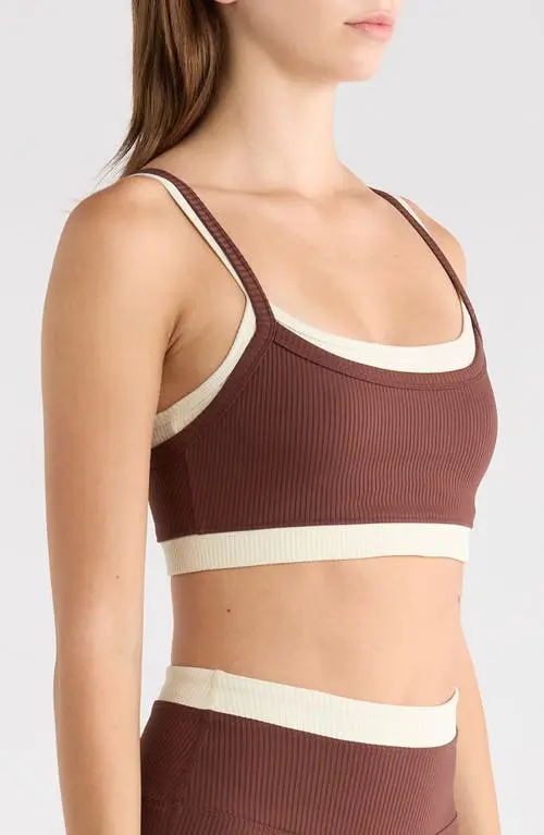 Year Of Ours Layered Rib Sports Bra - Chocolate/shell