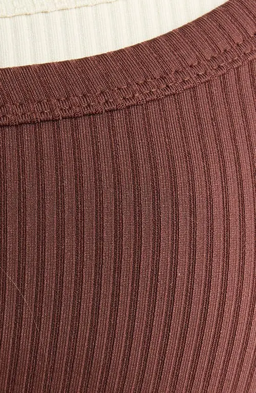 Year Of Ours Layered Rib Sports Bra - Chocolate/shell