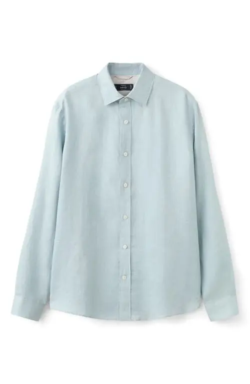 Mango X Casper Ruud Regular Fit Linen Button-up Shirt - China Blue
