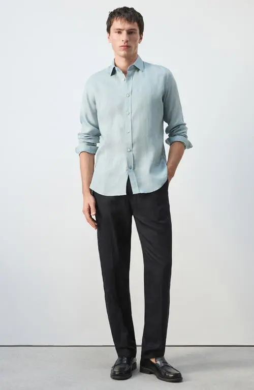 Mango X Casper Ruud Regular Fit Linen Button-up Shirt - China Blue