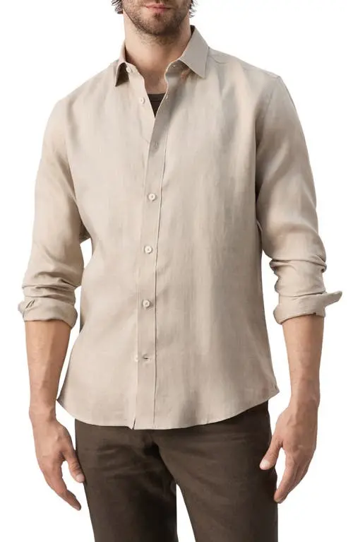 Mango X Casper Ruud Regular Fit Linen Button-up Shirt - Sand