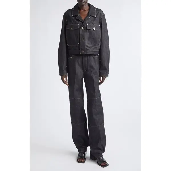 LEMAIRE Studded High Waist Straight Leg Jeans