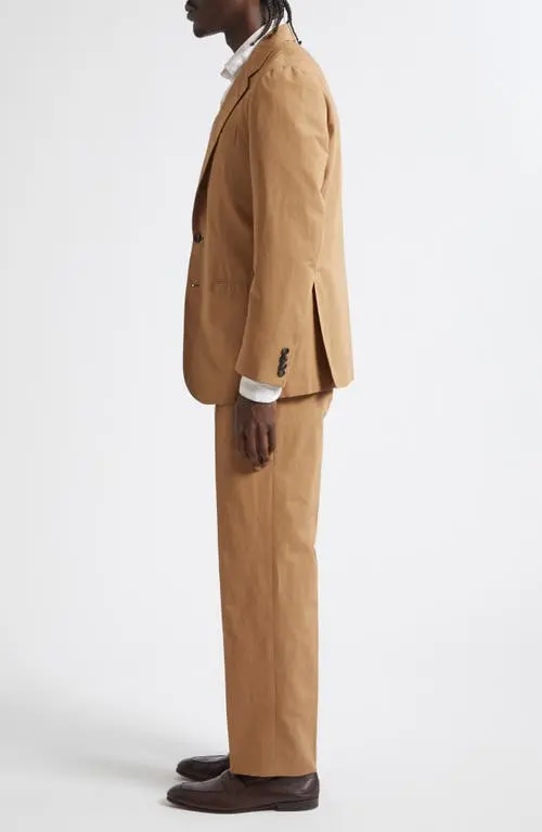 J. MUESER Waverly Tapered Sueded Cotton & Linen Suit