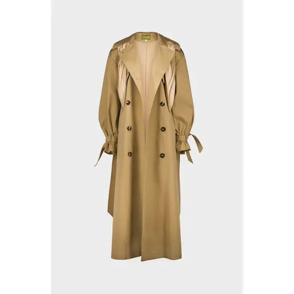 SAEMDI Aurora Trench Coat With Silky Scarf - Camel