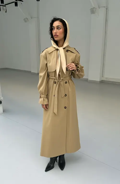 SAEMDI Aurora Trench Coat With Silky Scarf