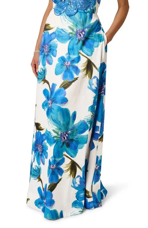Adrianna Papell Strapless Floral Gown With 3d Blooms